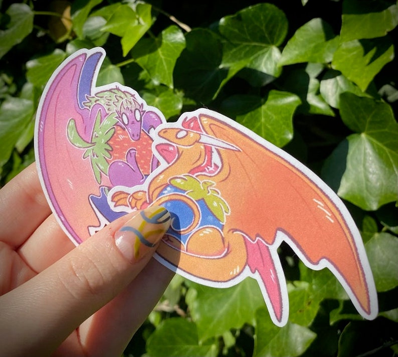 Small, Cute Dragon Berry Hoard Sticker - Etsy