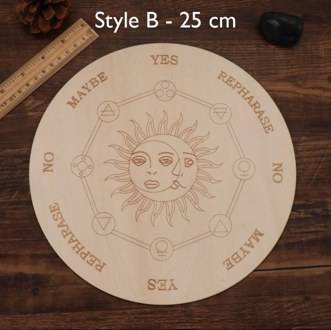 Wooden Pendulum Board for Divination Dowsing Pentagram Sun | Etsy