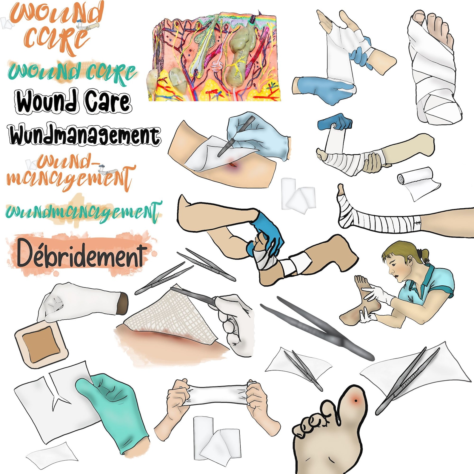 Clipart's Wound Management Wound Care nurse Education - Etsy