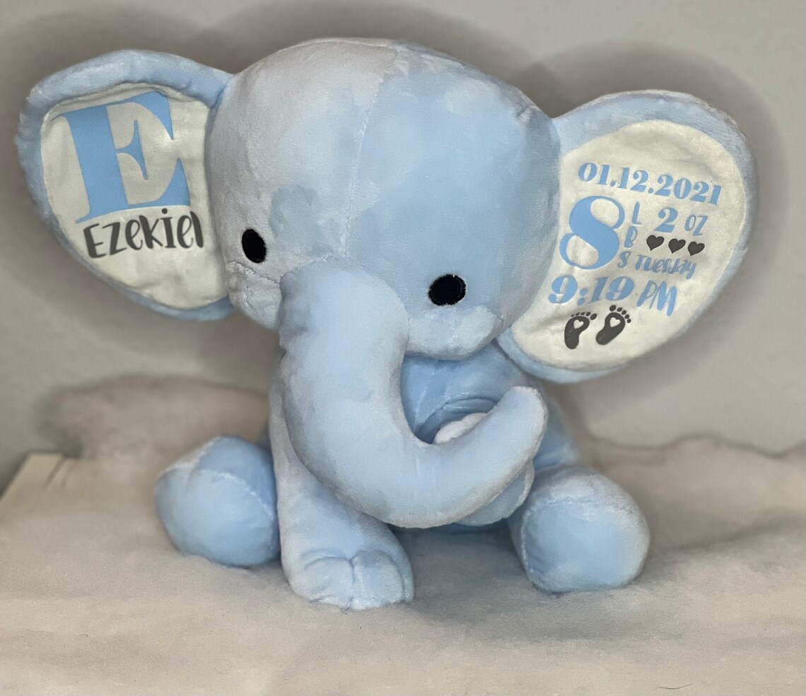 Custom Baby Elephant Stuffed Animal Memory Birth | Etsy