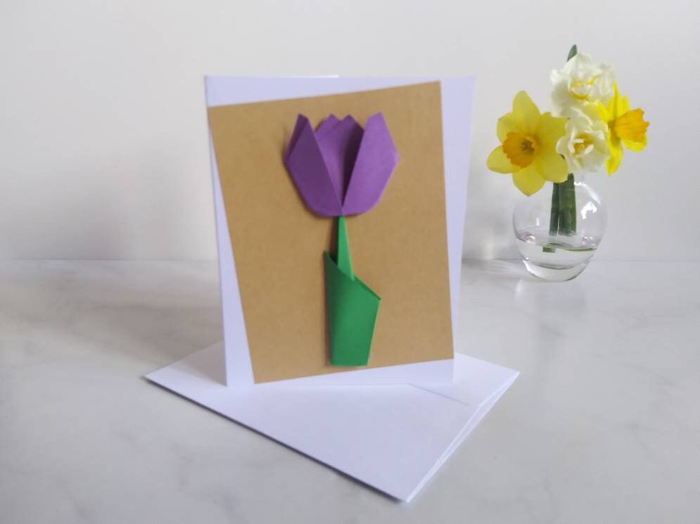 Tulip Greeting Card Origami Tulip Card for Mom Origami Flower Card Card ...