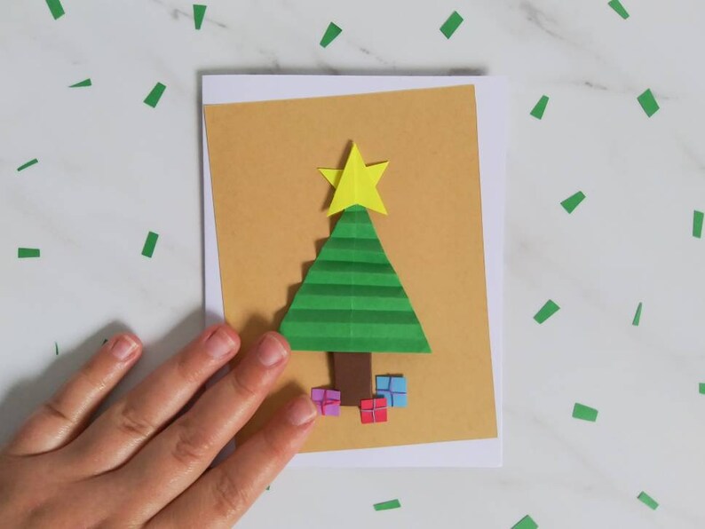 Origami Christmas Tree Card Merry Christmas Card Origami Card Presents ...