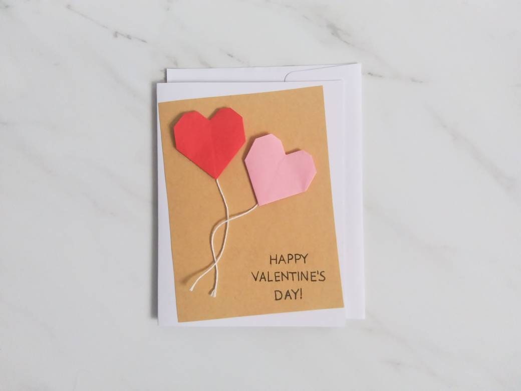 Origami Balloon Card - Origami Valentine Card - Origami Card - Origami ...