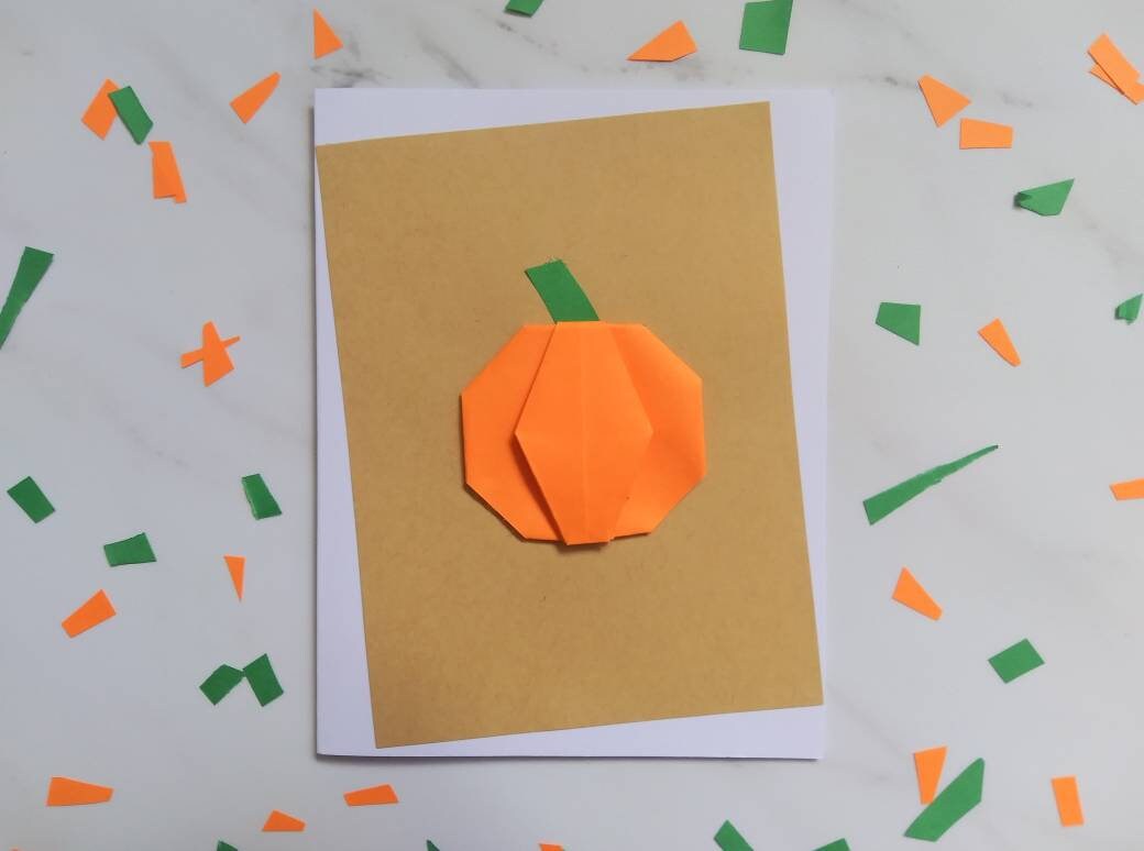 Fall Greeting Card Origami Pumpkin Card Handmade Card Autumn Card ...