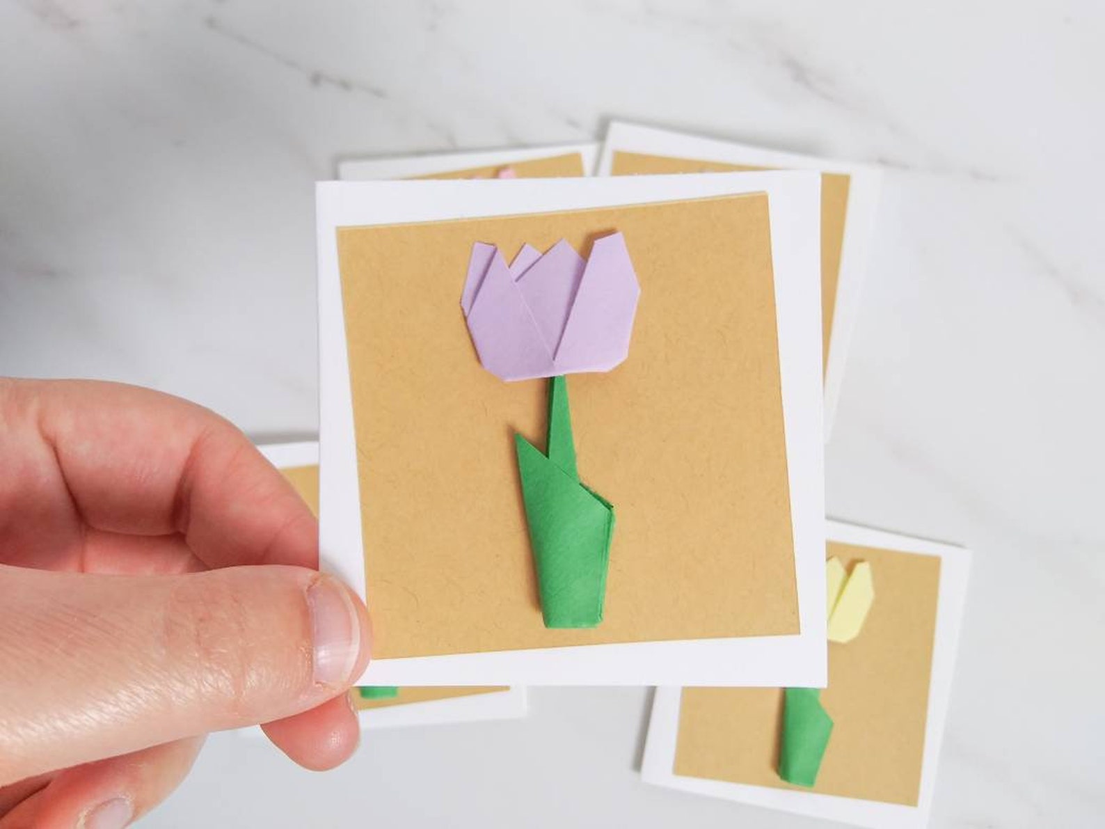 Origami Easter Cards Set Origami Tulip Cards Pack of 5 Mini Cards ...