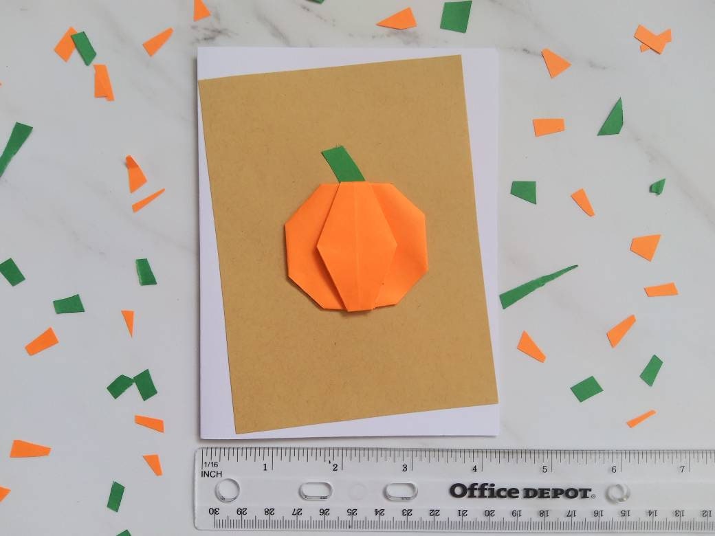 Fall Greeting Card Origami Pumpkin Card Handmade Card Autumn Card ...