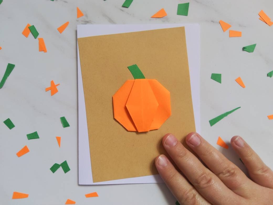 Fall Greeting Card Origami Pumpkin Card Handmade Card Autumn Card ...