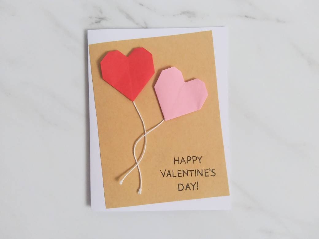 Origami Balloon Card - Origami Valentine Card - Origami Card - Origami ...