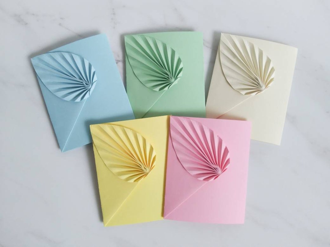 Blank Leaf Origami Card Pastel Leaves Card Spring Cards Easter Note ...