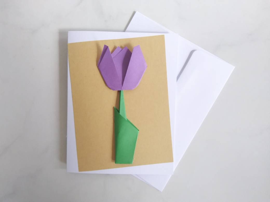 Tulip Greeting Card Origami Tulip Card for Mom Origami Flower Card Card ...