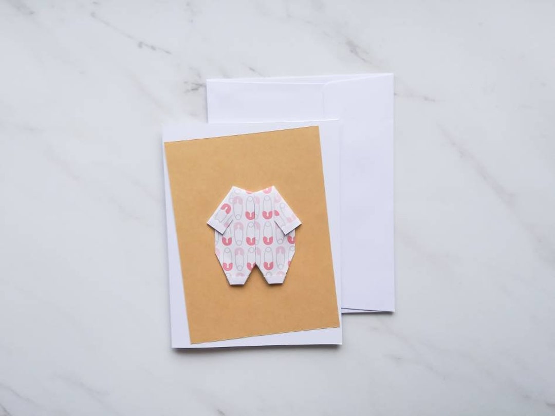 Card Baby Shower Girl Onesie Card for New Baby Origami Card Handmade ...