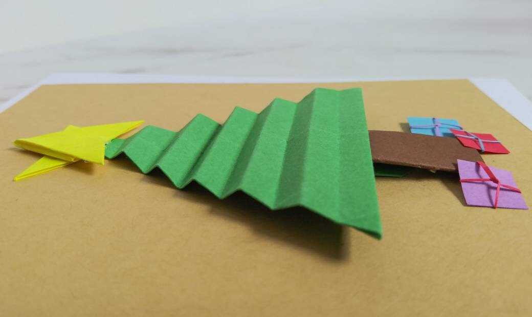 Origami Christmas Tree Card Merry Christmas Card Origami Card Presents ...