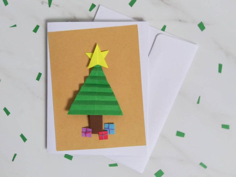 Origami Christmas Tree Card Merry Christmas Card Origami Card Presents ...
