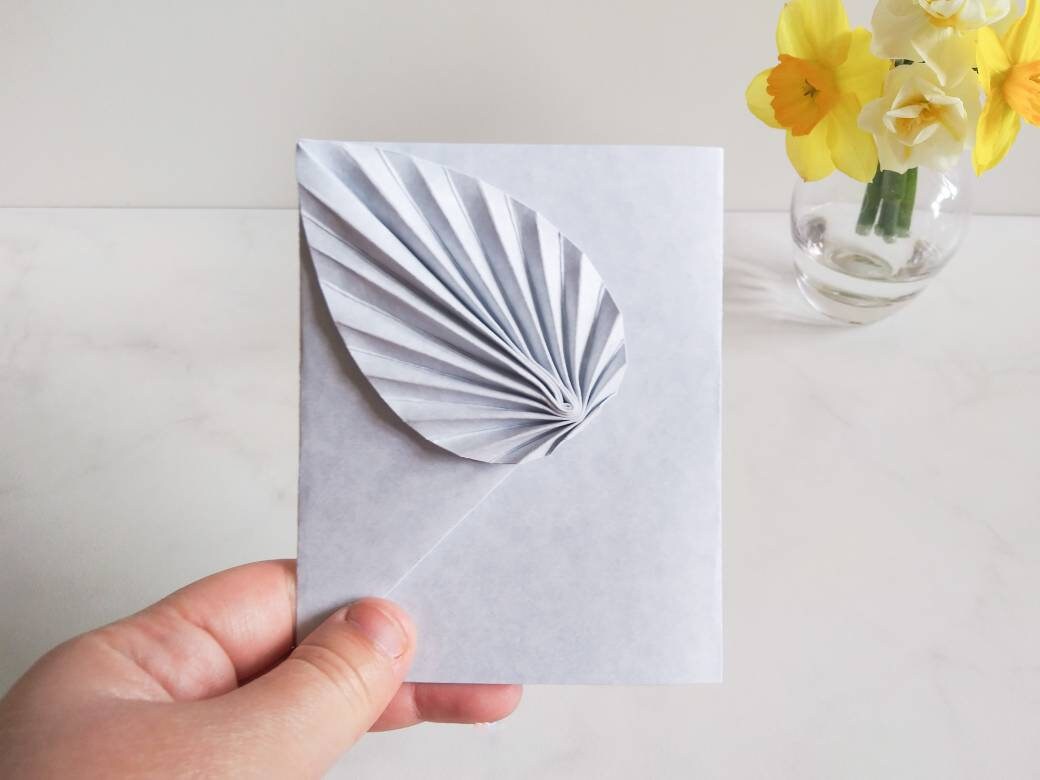 5 Mini Leaf Note Cards - Party Invitation - Blank Fan Origami Note ...