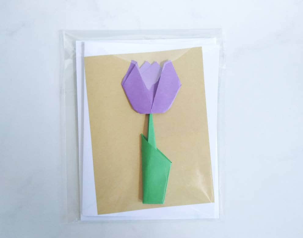 Tulip Greeting Card Origami Tulip Card for Mom Origami Flower Card Card ...