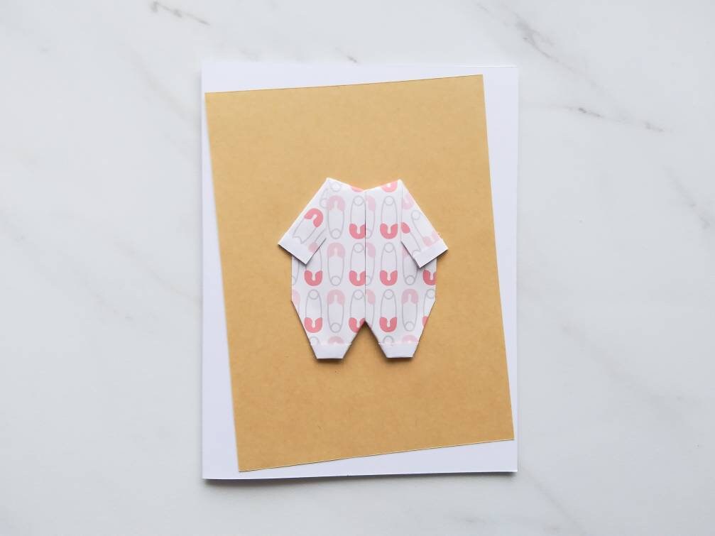 Card Baby Shower Girl Onesie Card for New Baby Origami Card Handmade ...