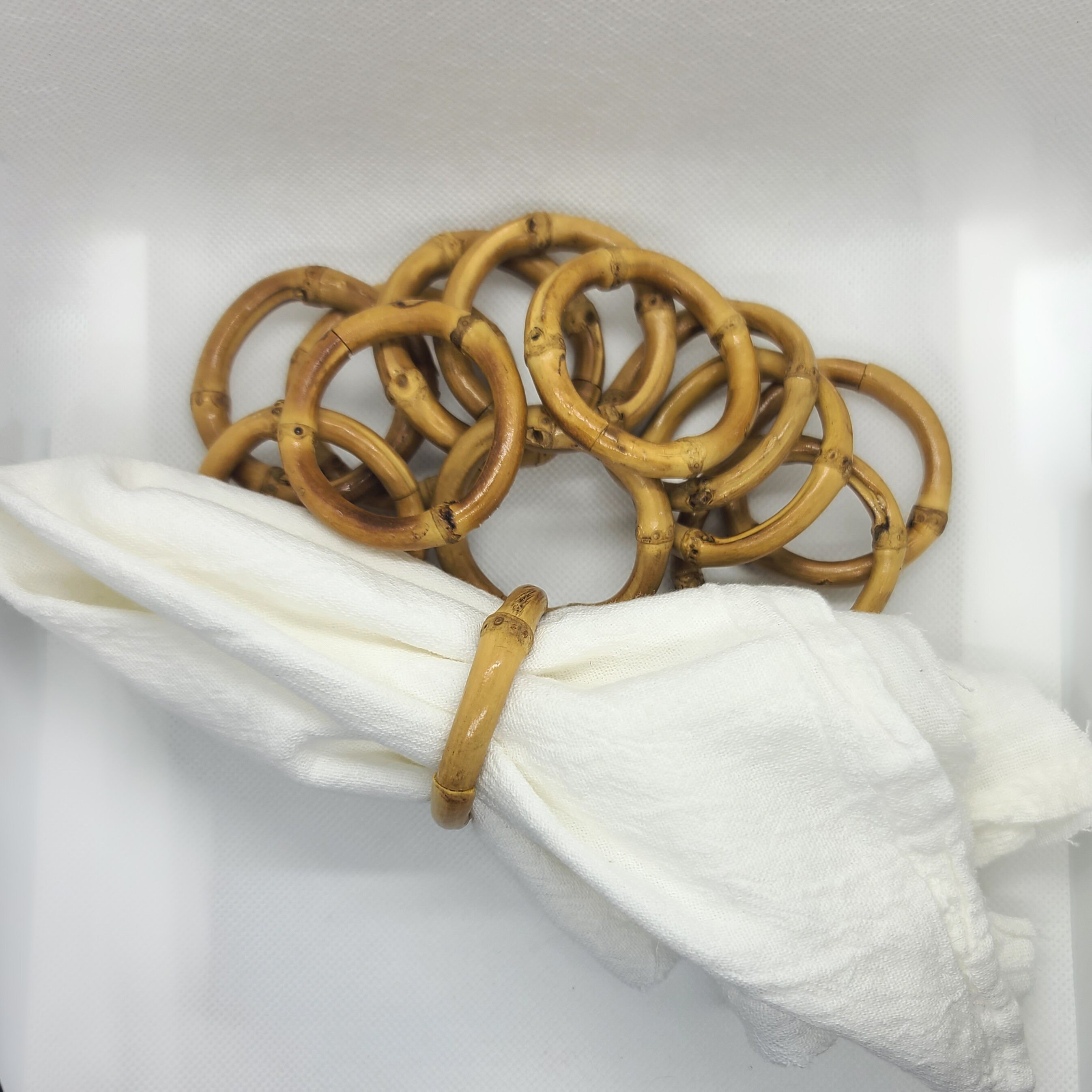 Wooden Napkin Rings Set Rustic Gold Napkin Rings Made of Bamboo Root ...