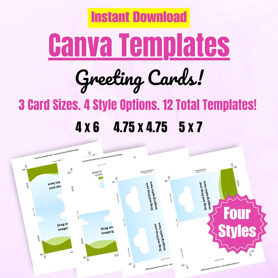 Greeting Card Template Canva Drag and Drop Card Mockup Bundle Greeting ...