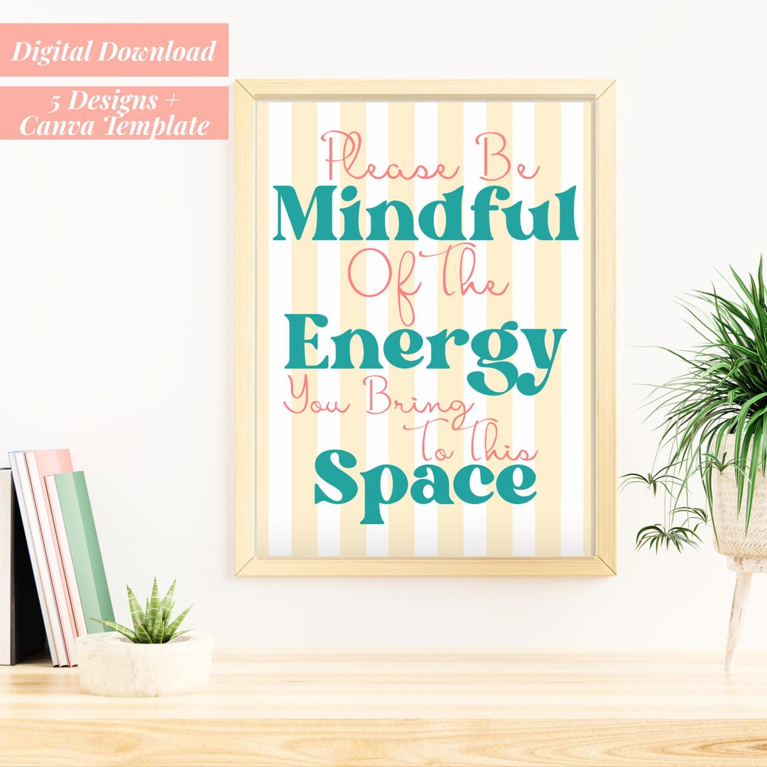 Mindful Wall Art Prints Digital Download Retro Wall Art Positive ...