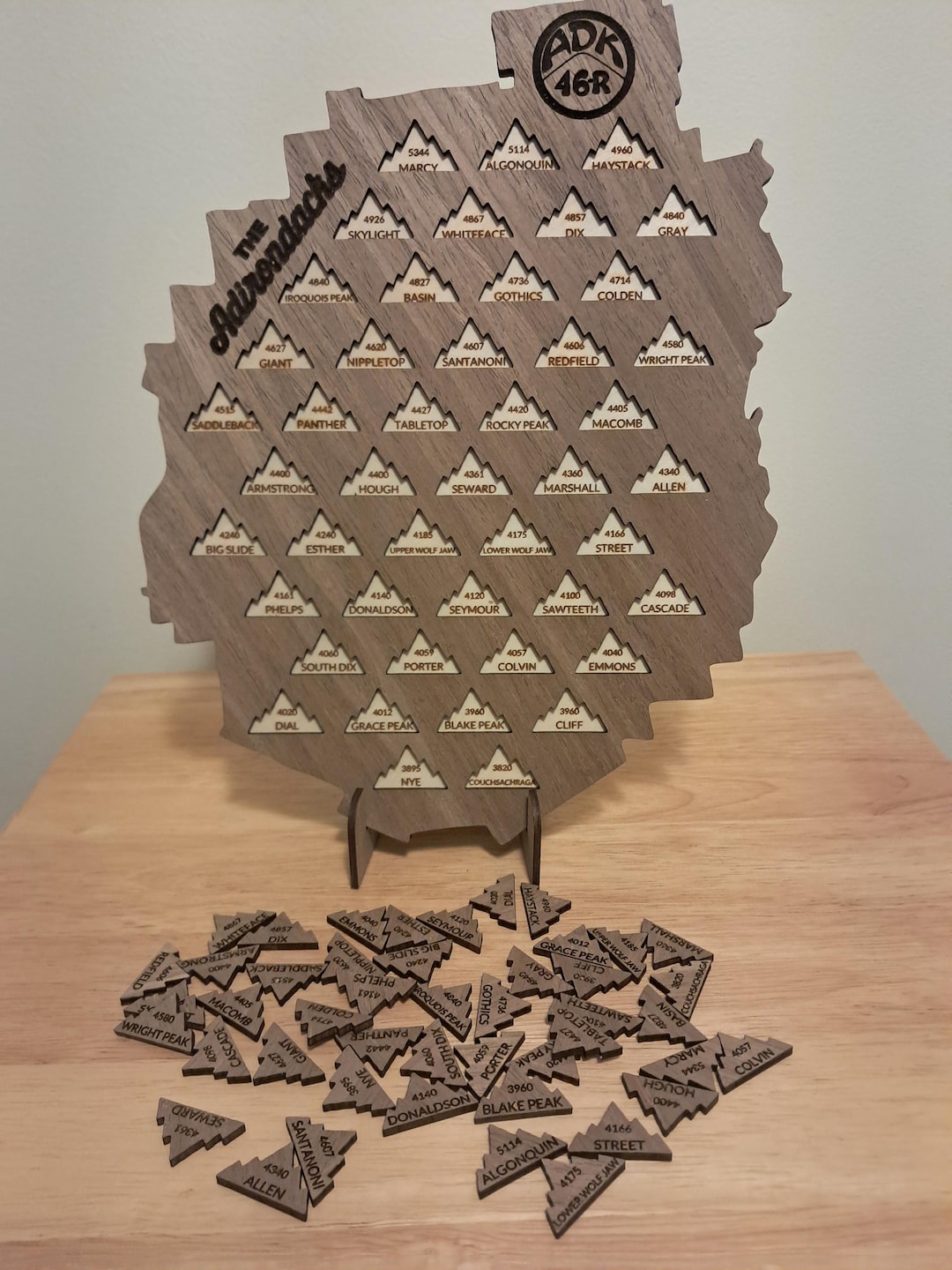 Adirondack 46 High Peaks Challenge Tracker – Wooden Peak Map Display ...