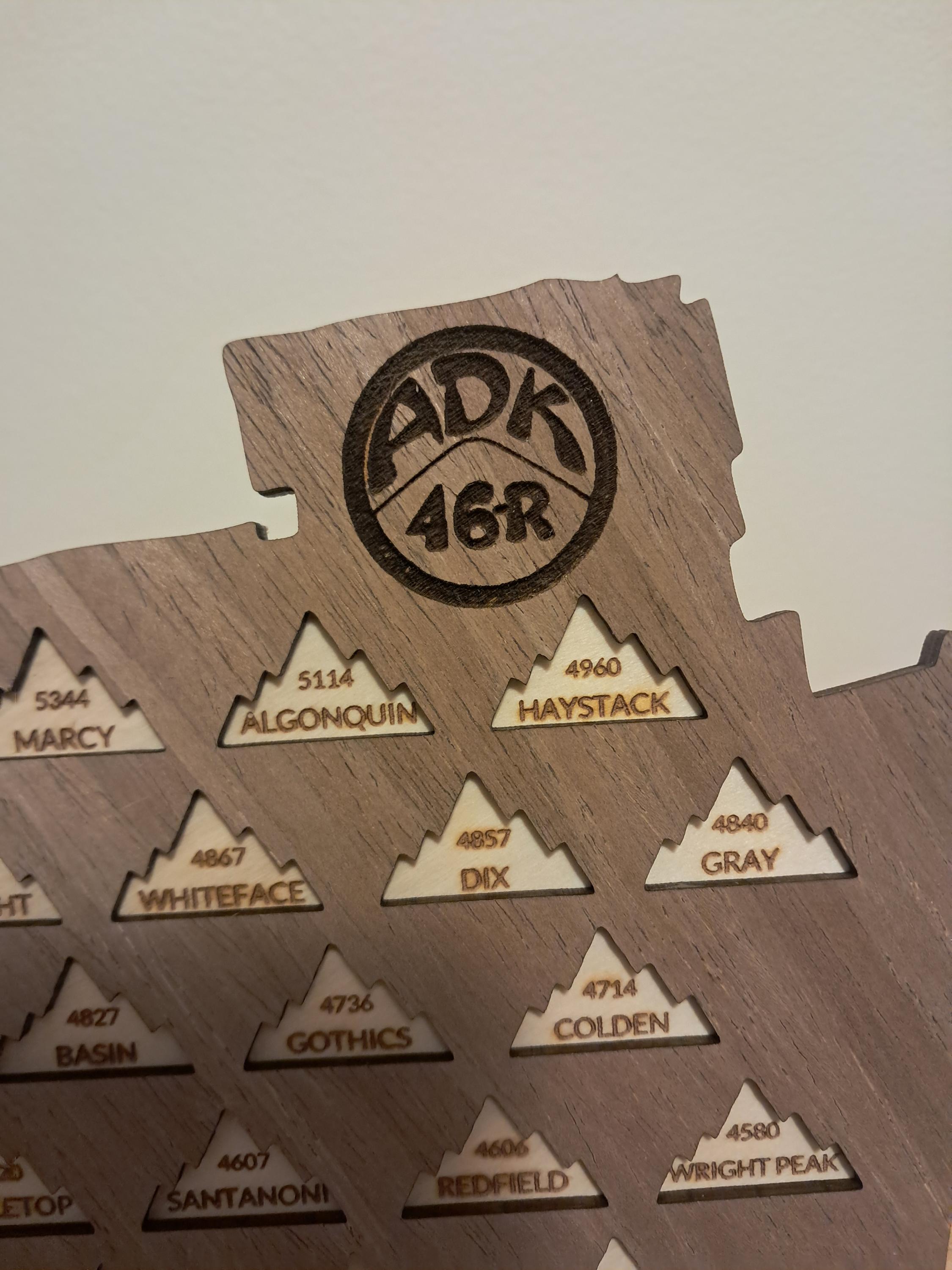 Adirondack 46 High Peaks Challenge Tracker – Wooden Peak Map Display ...