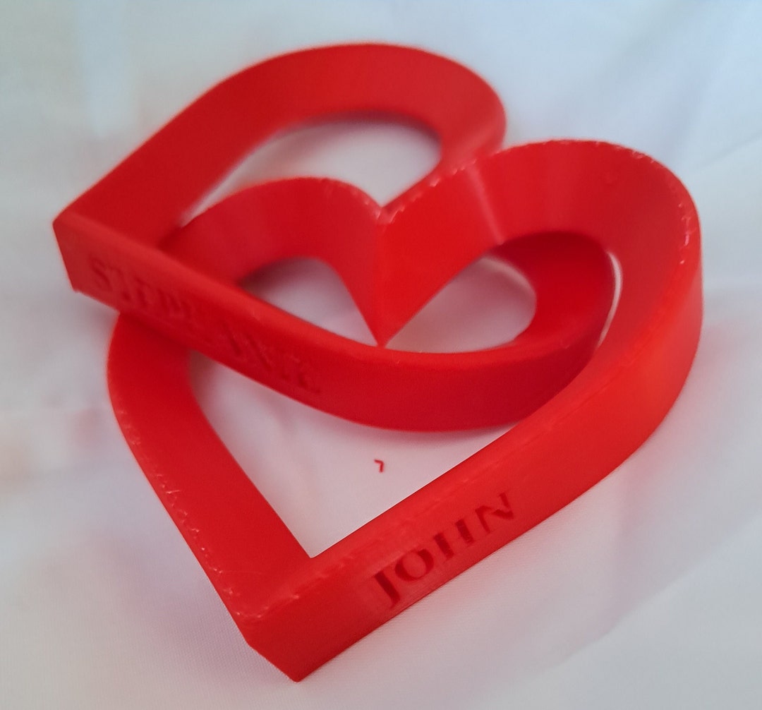 Love Interlinked Hearts Necklace - Custom Engraved Valentine’s Day Gift ...