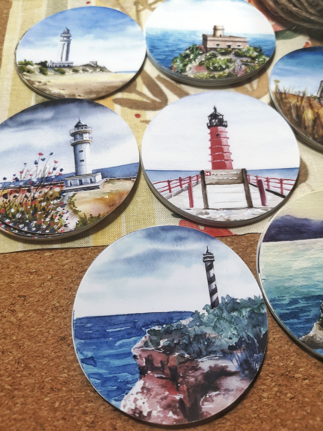 Matte Vinyl Round Stickers | Landscape Stickers | Lighthouse Stickers ...