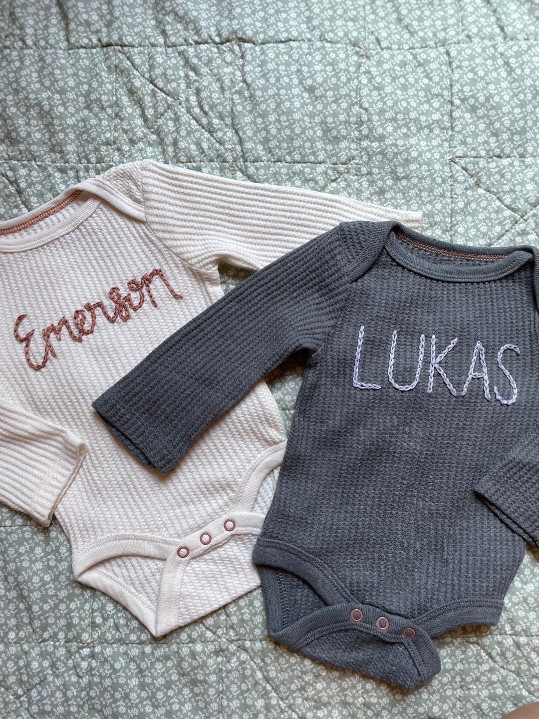 Custom Hand Embroidered Onesie // Child's Custom Name Onesie - Etsy