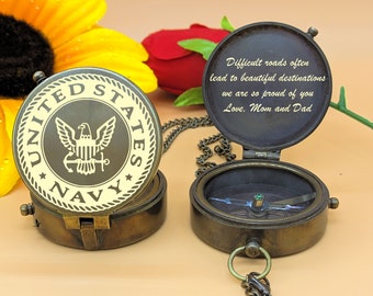 Engraved Compass Navy - Etsy