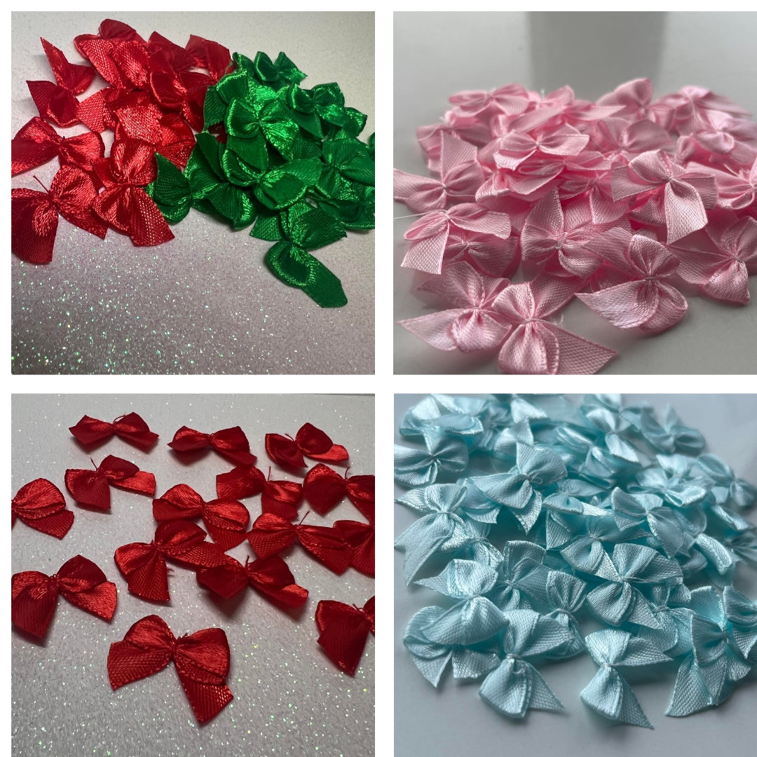 Mini Satin Craft Bows 2cm Baby Blue/baby Pink Red Decoration ...