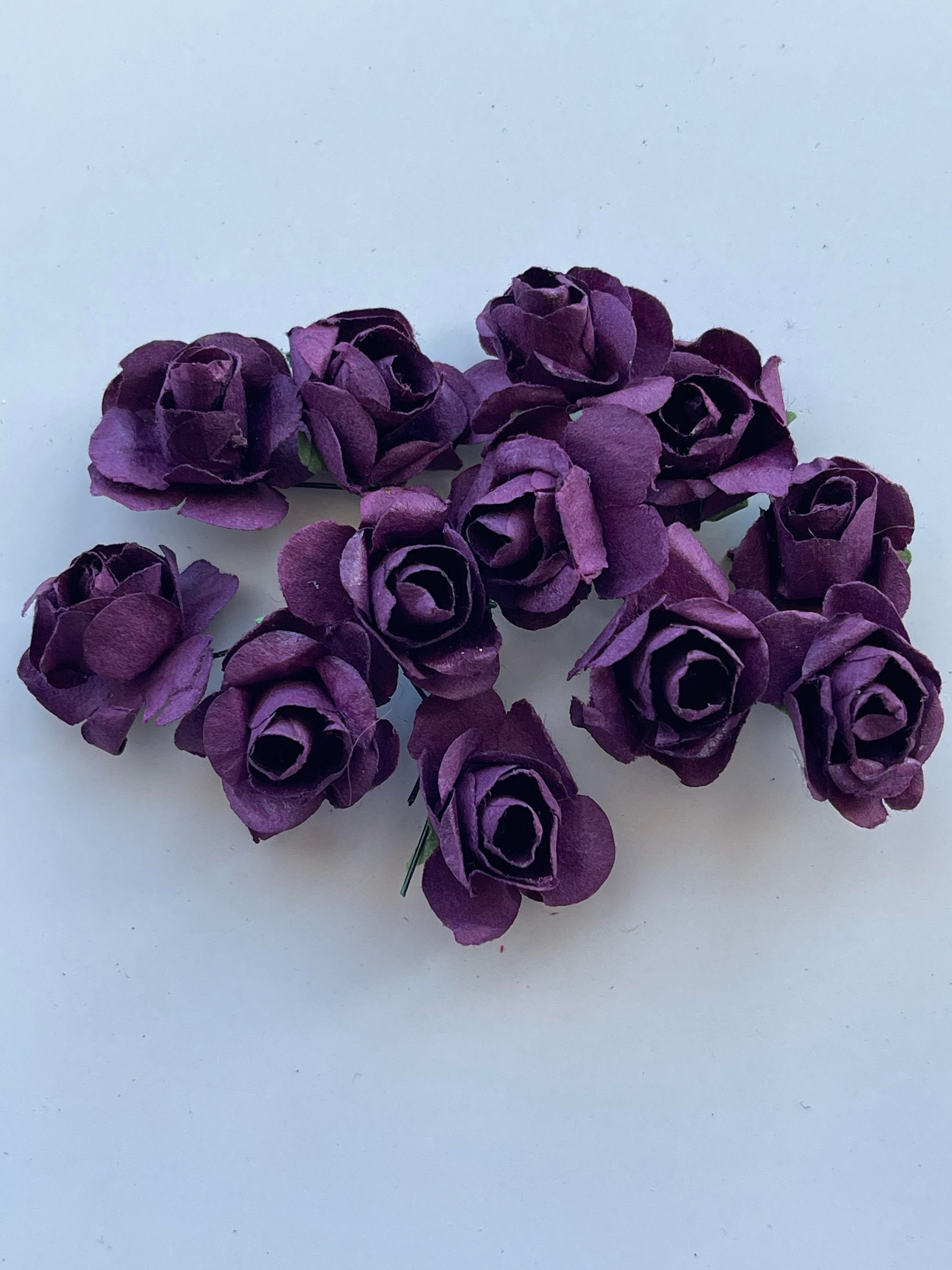 Miniature Mulberry Paper Tea Roses Bunch of 12 Stems 15mm Flower Head ...