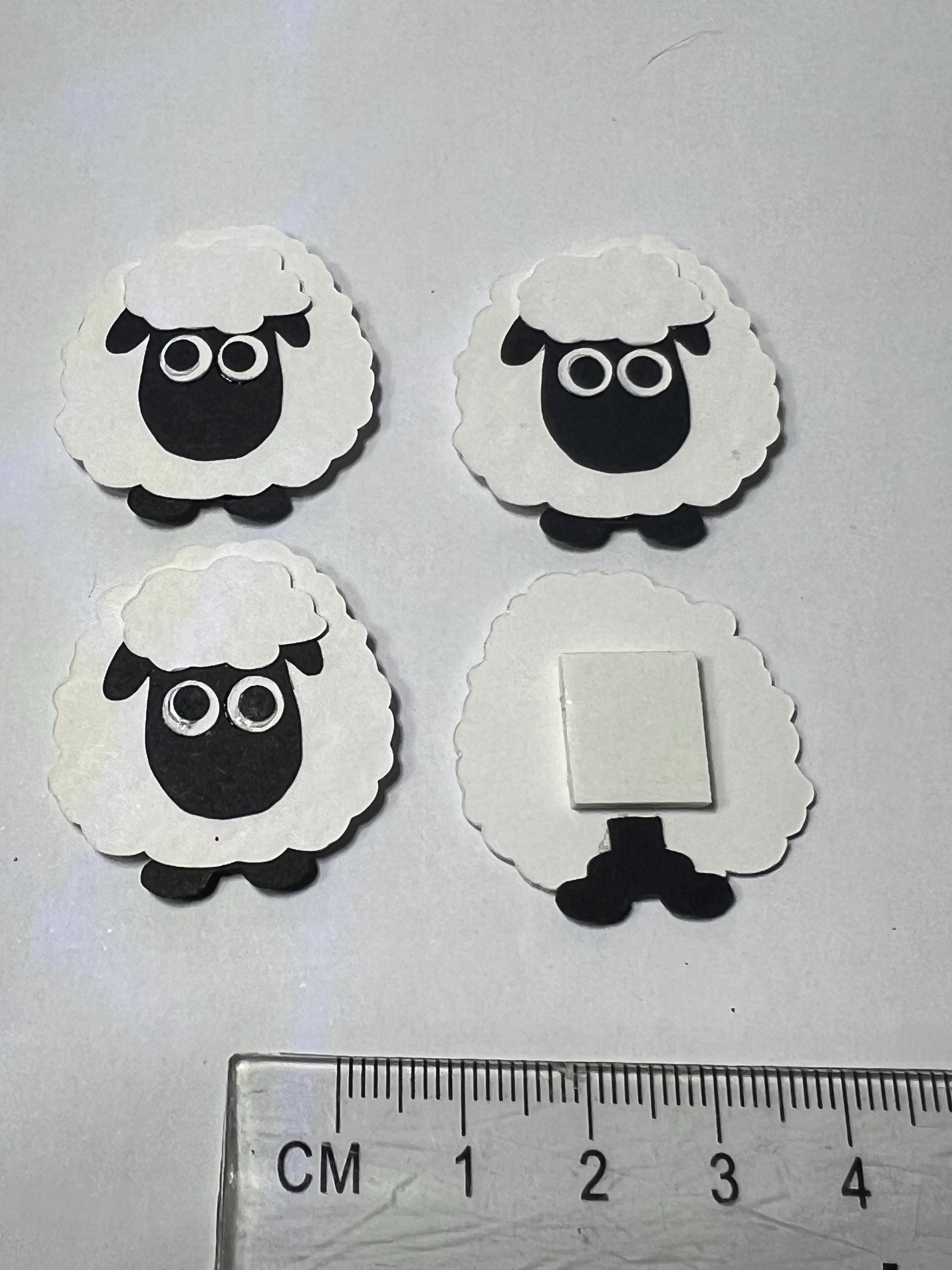 Sheep Lamb Card Toppers/embellishments 4 Self Adhesive Handmade Easter ...