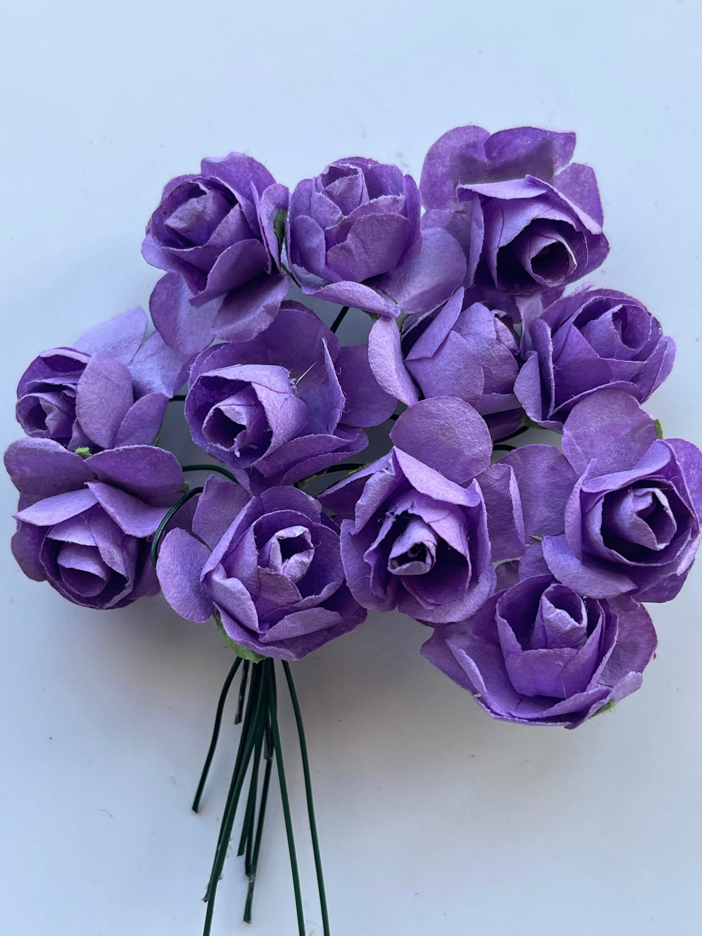 Miniature Mulberry Paper Tea Roses Bunch of 12 Stems 15mm Flower Head ...