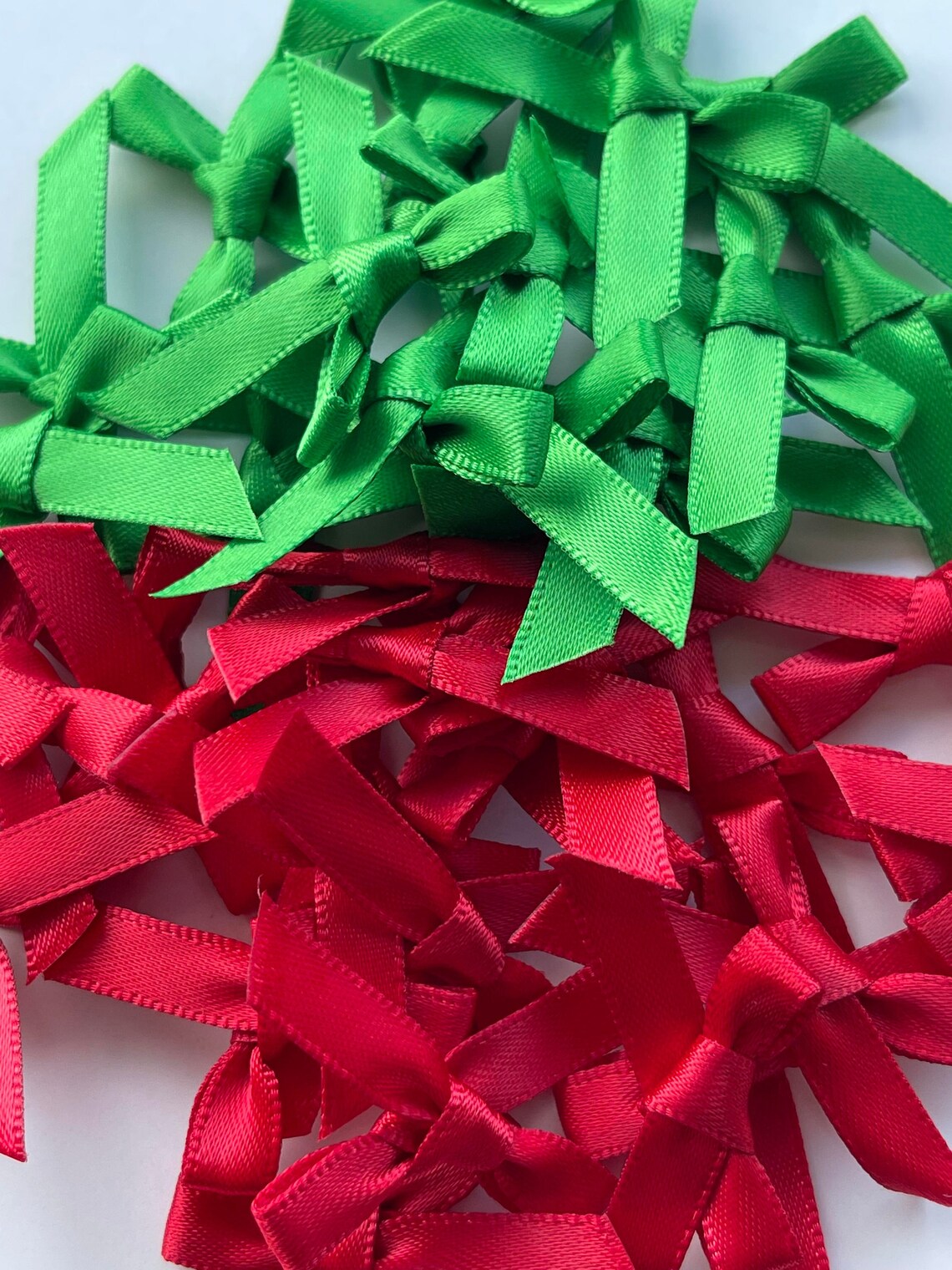 Mini Bows Christmas Mix Green/red 3cm Satin Bows Card Craft ...