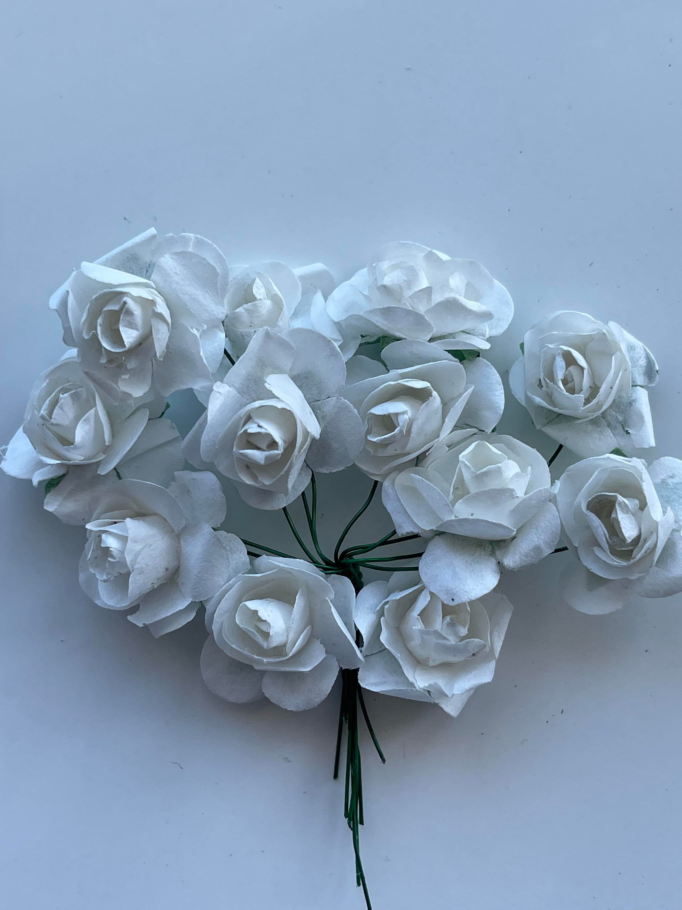 Miniature Mulberry Paper Tea Roses Bunch of 12 Stems 15mm Flower Head ...