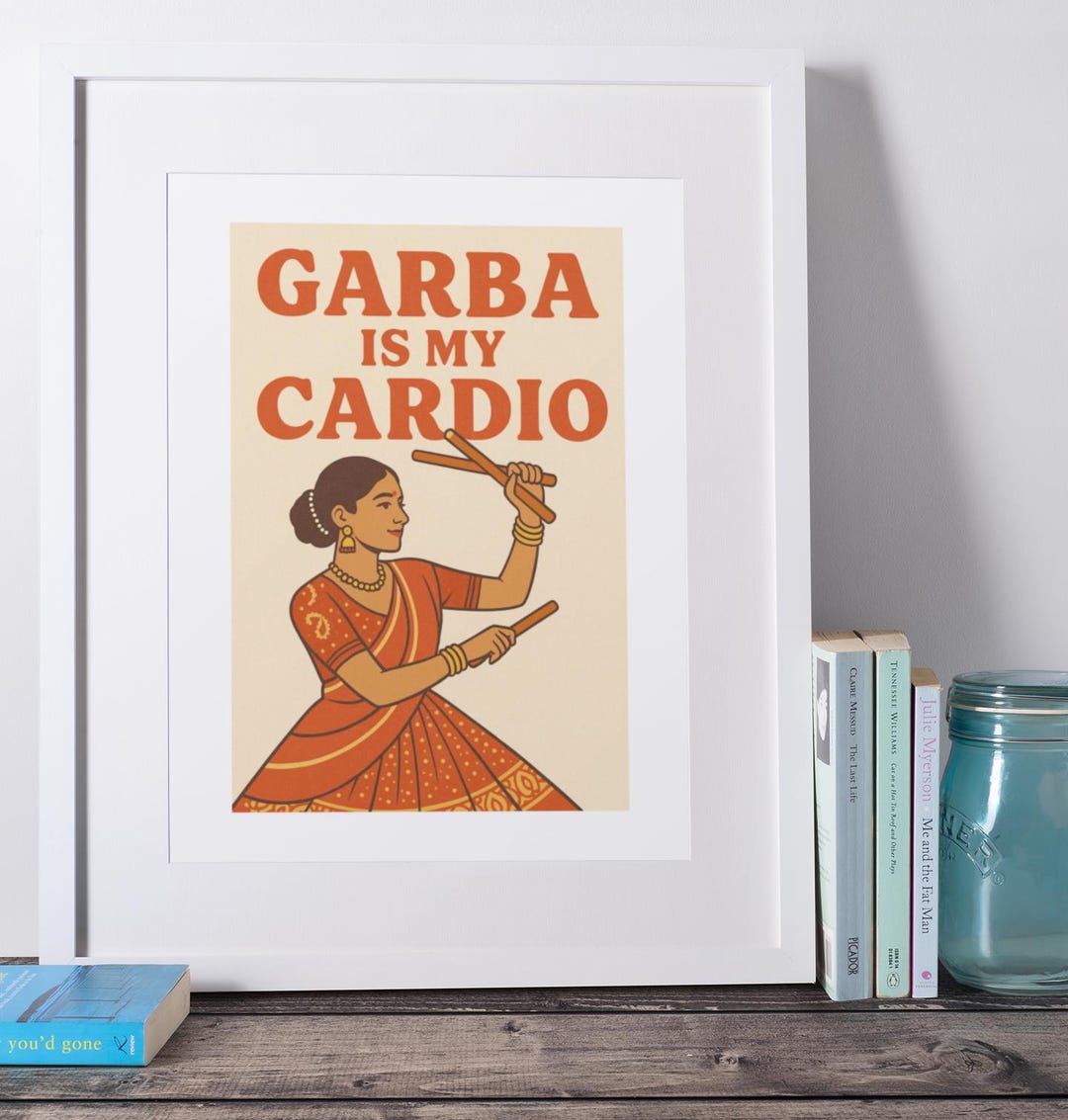 Garba Wall Art – Desi Dance Humor Print, Navratri Decor, Funny Digital ...