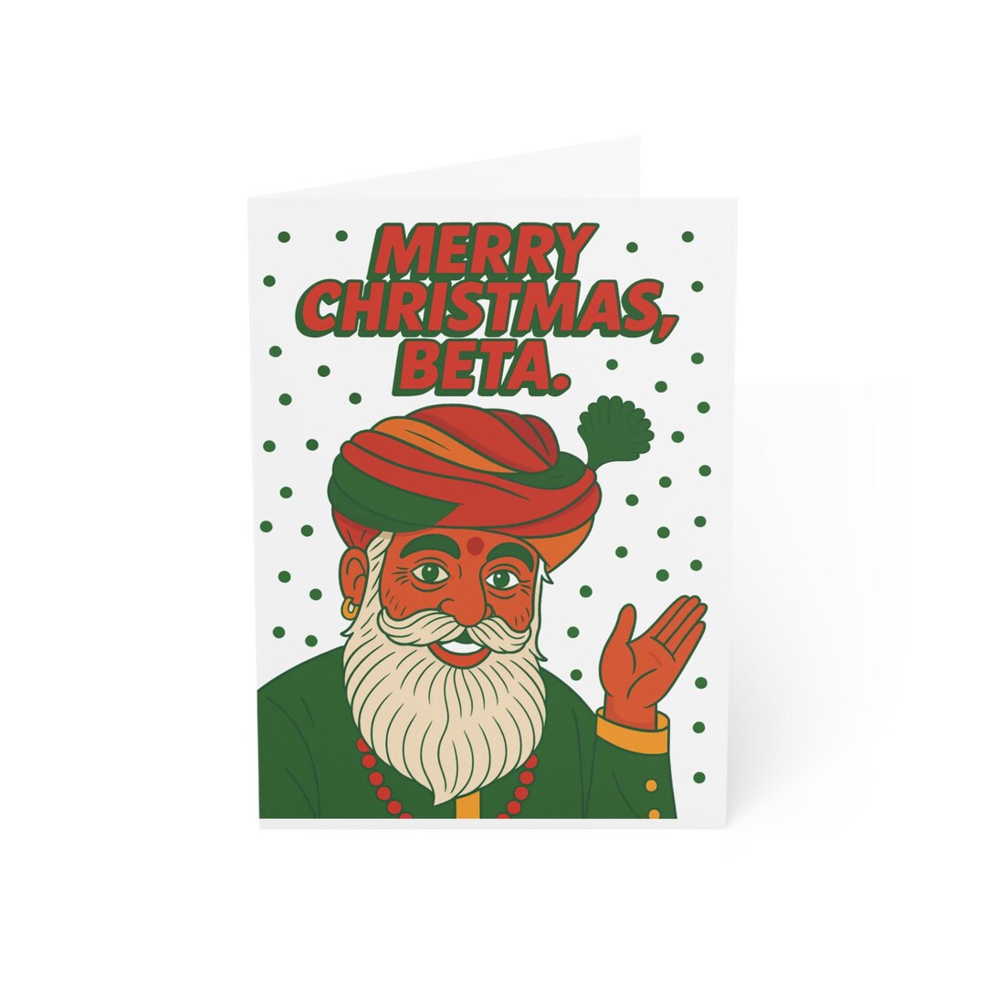 Merry Christmas Beta Indian Santa Greeting Card | Holiday Note Card - Etsy