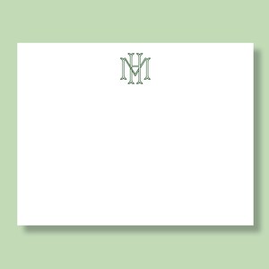 Interlocking Monogram ~ Personalized Stationery ~ Flat Note Cards ...