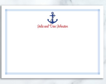 Anchor Note Cards Stationery Set of 10 Cards in White or Light Ivory ...