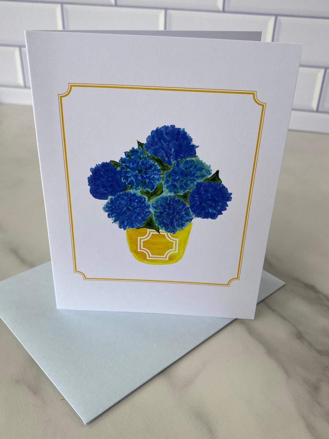 Blue Hydrangeas ~ Fold Over Note Cards ~ Size A2 4.25" X 5.5 ...