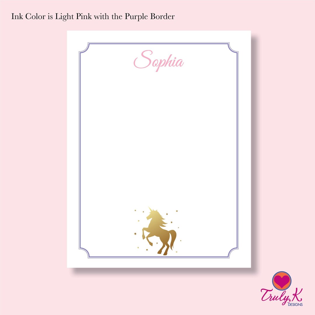 Unicorn ~ Personalized Stationery ~ Flat Note Cards ~ Stationery Note ...