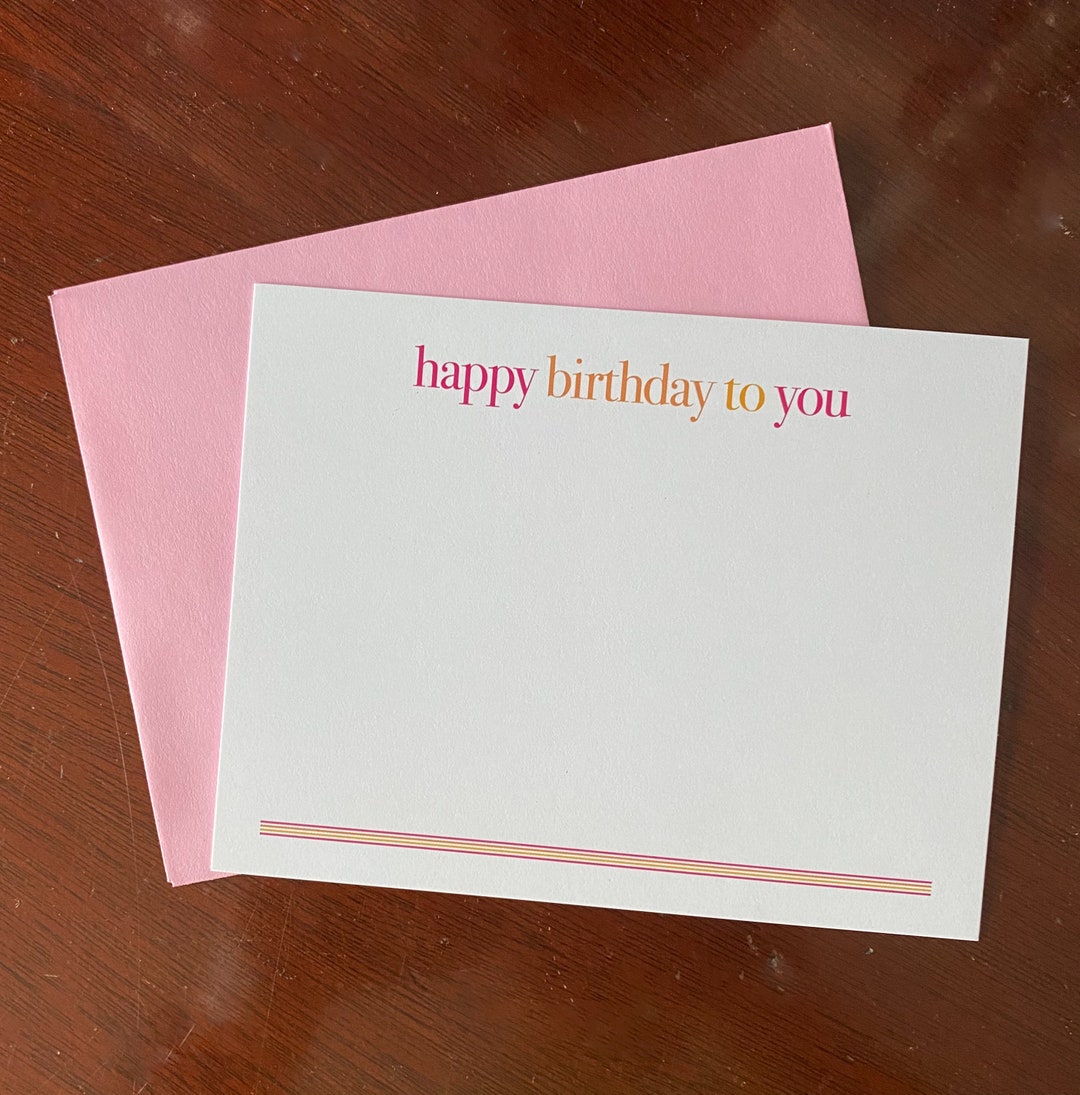 Happy Birthday Note Cards, Pink & Orange Stationery Set of 10 Cards and ...