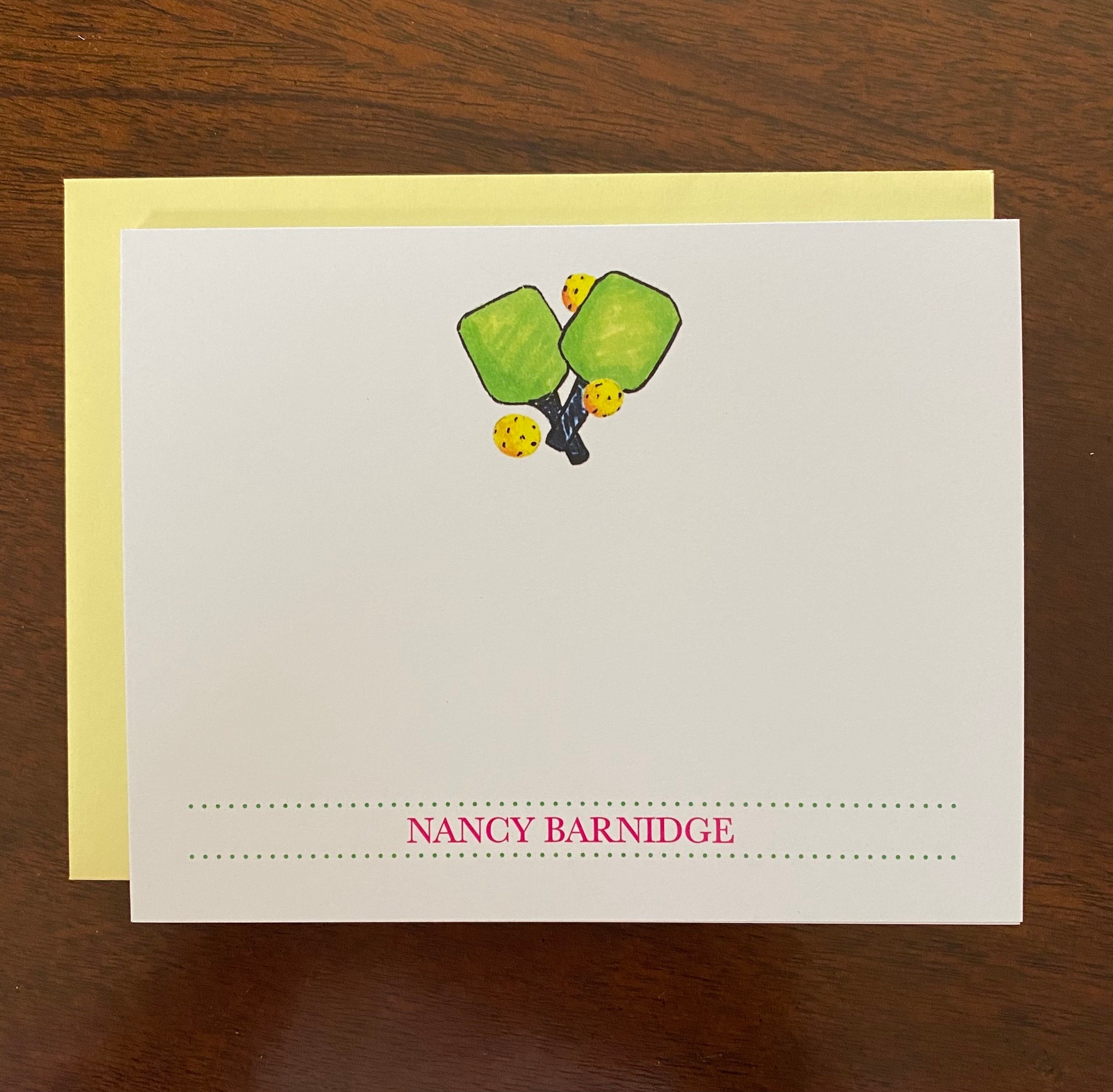 Pickleball Personalized Stationery Flat Note Cards Notepad Choose 50 ...