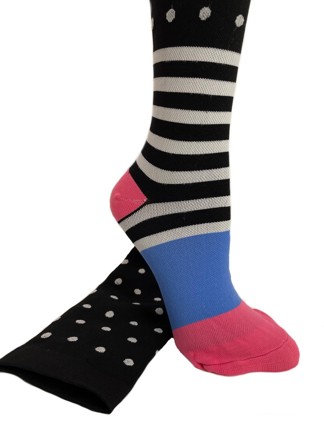 Polka-dots Stripes Fun Functional Compression Socks S/M - Etsy