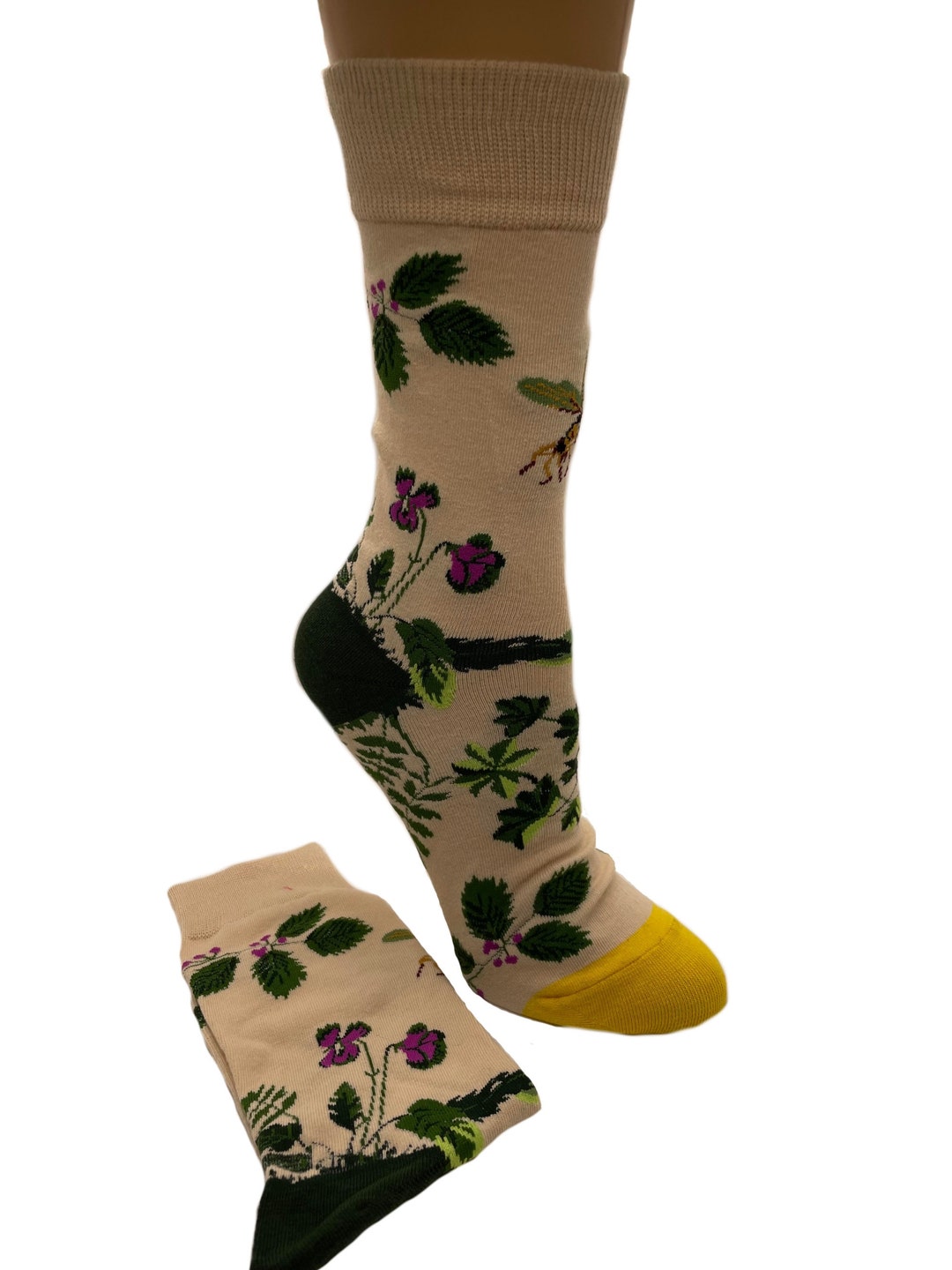 Floral Insects Nature Colorful Fun Midcalf Socks Women - Etsy