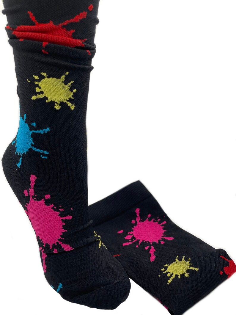 Colorful Paint Splatter Multi-color Fun Functional Compression Socks S ...