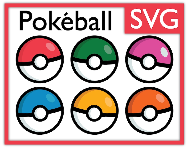 Colorful Pokeballs Design | Pokemon Pokeball | SVG Bundle | Digital ...