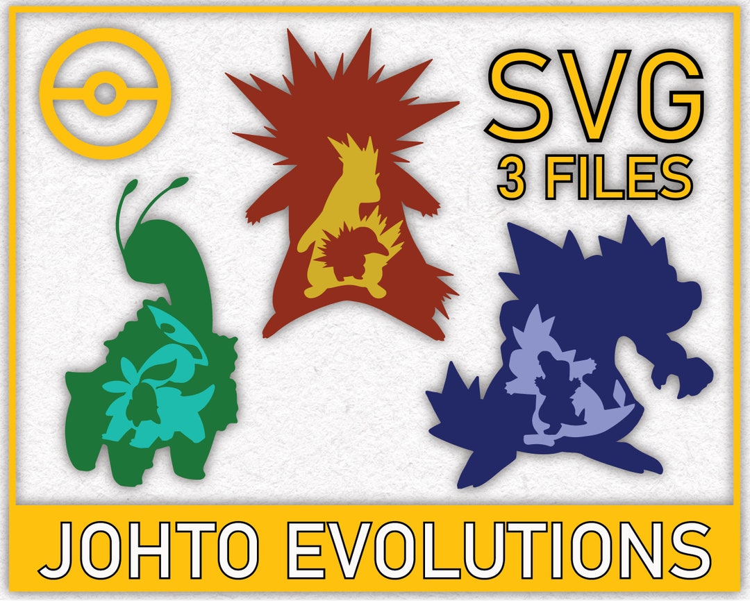 Johto Starters Design| Pokemon Evolutions | SVG Bundle | Digital File ...