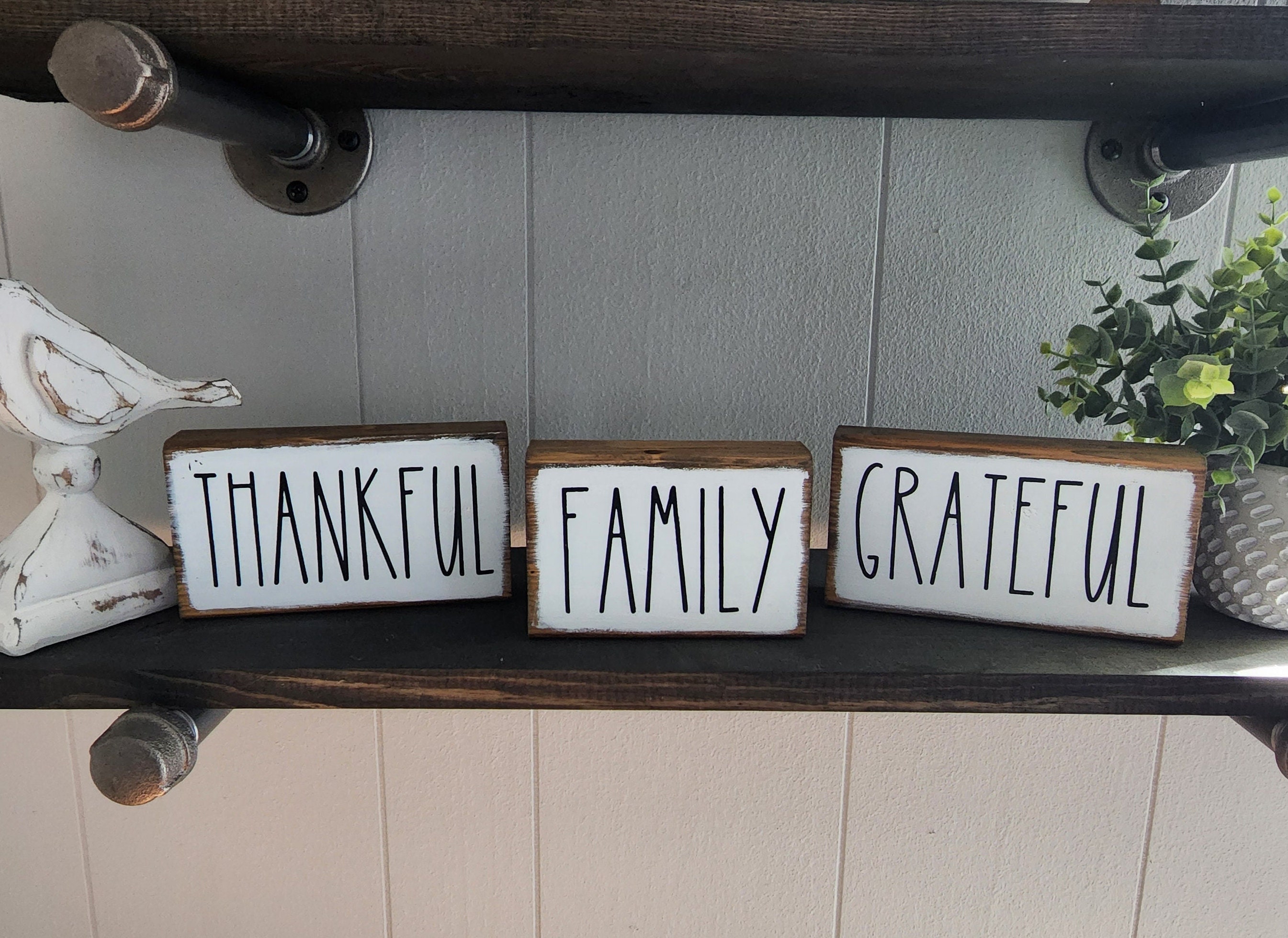 Set of 3 Rustic Wood Block Signs Rae Dunn Inspired Farmhouse Fall ...