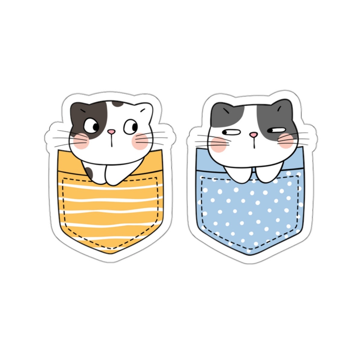 Kiss-cut Stickers. Cute Cats. Transparent Sticker. - Etsy
